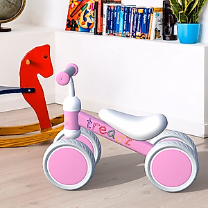 Balance Bike Ride-On Toy | 12-36 Months Babies and Toddlers | Boys and Girls | Indoor Outdoor | Mobility Muscle Strength Motor Skills | Created by Makers of Established Action Kids Products | Pink