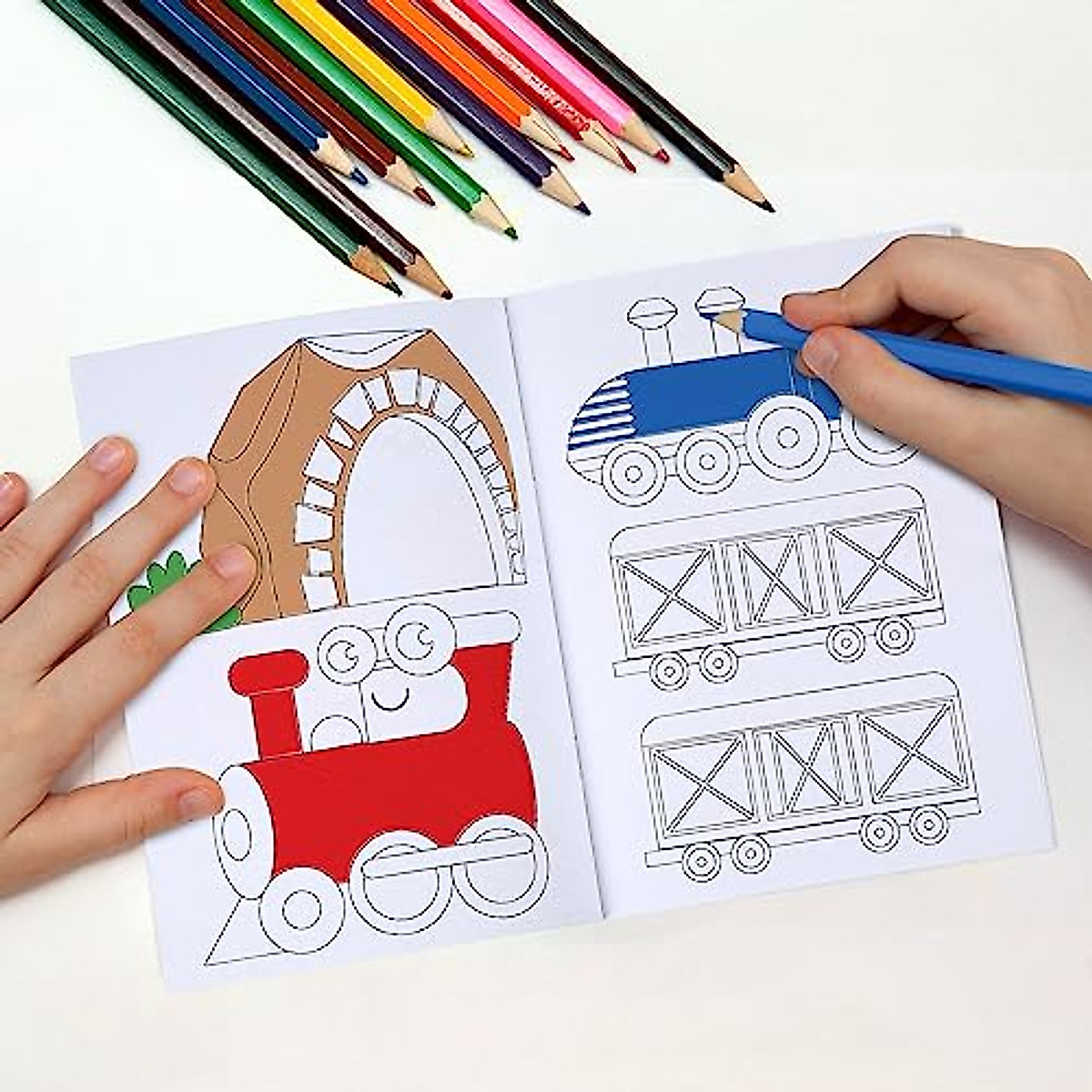 Faccito 24 Pcs Train Coloring Books Bulk Party Favors Trains Mini DIY Art Drawing Book, Drawing DIY Art Painting Color Booklet Goody Bags Fillers Games Party Favors