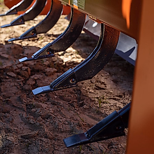 Titan Attachments 3 Point 7FT Rear Box Blade Scraper Grader, Category 0 and 1 Hitch Tractor Attachment, 7 Scarifier Teeth, Reversible Cutting Edge