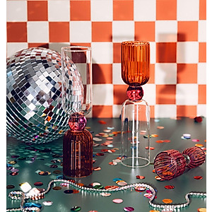 ban.do Bar Glass Set of 2, 6.6oz Cute Cocktail Glasses for Adults, Unique Cocktail Wine & Champagne Glasses, Aesthetic Glassware for Bar Cart, Tipsy Turvy