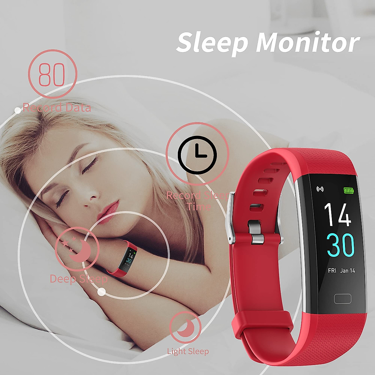 IP68 Fitness Tracker Blood Pressure Heat Rate Monitor Smart Watch Blood Oxygen Sleep Monitor Activity Tracker Pedometer Watch for Women Men