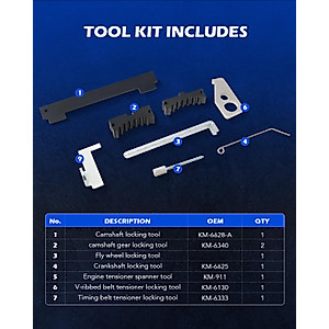 Orion Motor Tech Engine Camshaft Tensioning Locking Alignment Timing Belt Tool Kit Compatible with Chevy Cruze Aveo Alfa Romeo Fiat 16V 1.4 1.6 1.8 en6340 km6340