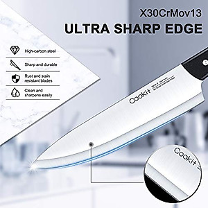 Knife Sets with Block, 15-Piece Kitchen Knife Set with Sharpener, Germany Stainless Steel Knife Block Set and Serrated Steak Knives