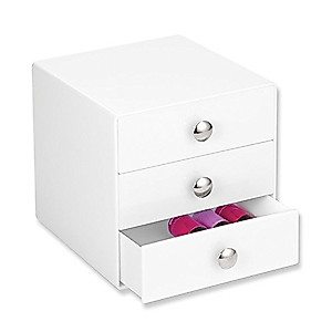 iDesign 3-Drawer Plastic Vanity Organizer, Compact Storage Organization Drawers Set for Cosmetics, Dental Supplies, Hair Care, Bathroom, Dorm, Desk, Countertop, Office, 6.5" x 6.5" x 6.5", White