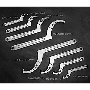 Vmotor Chrome Vanadium C Spanner Tool Adjustable Hook Wrench - 3/4-2"(19-51mm)