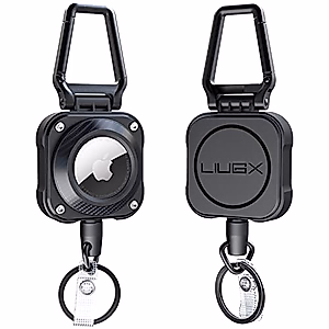 LIUGX 2-Pack Airtag Retractable Keychain, Airtag Holder, Badge Reel with 31.5” Wire Rope, 10,000+ Rebound, 8oz, Easy Installation, Protective Air Tag Case for Badge Holder, Keys, Luggage