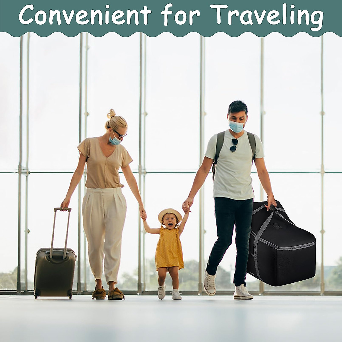 Infant Car Seat Travel Bag Fit Nuna Pipa All Model Car Seat and Base, Fit Doona Baby stroller, Padded Car Seat Bags for Air Travel, Gate Check Bag with Side Pocket, 5 Protective Feet, Storage Bag