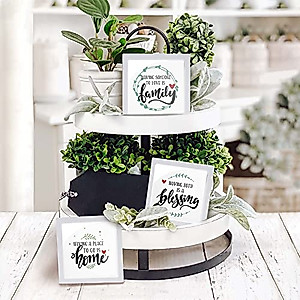 WINZEO 3PCS Picture Frame Set for Holiday & Daily Decorations - 36 Interchangeable Farmhouse Tiered Tray Signs Decor,Table Shelf Anniversary Bedroom Office Decor, Happy Valentine's Day,Housewarming Gifts (White)