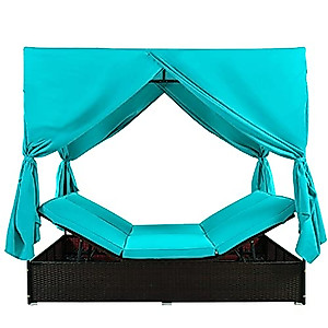 Outdoor Patio Wicker Sun Lounger with Cushions and Adjustable Seat for Swimming Pools, Patios, Shade and Comfortable Outdoor Recreation