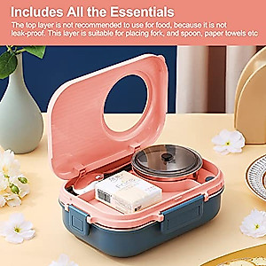 WORTHBUY Stainless Steel Bento Lunch Box for Adults & Kids All-in-One, Leak-proof Meal Prep Lunch Box Food Containers with Divided Compartments, Dishwasher & Freezer Safe(Pink)
