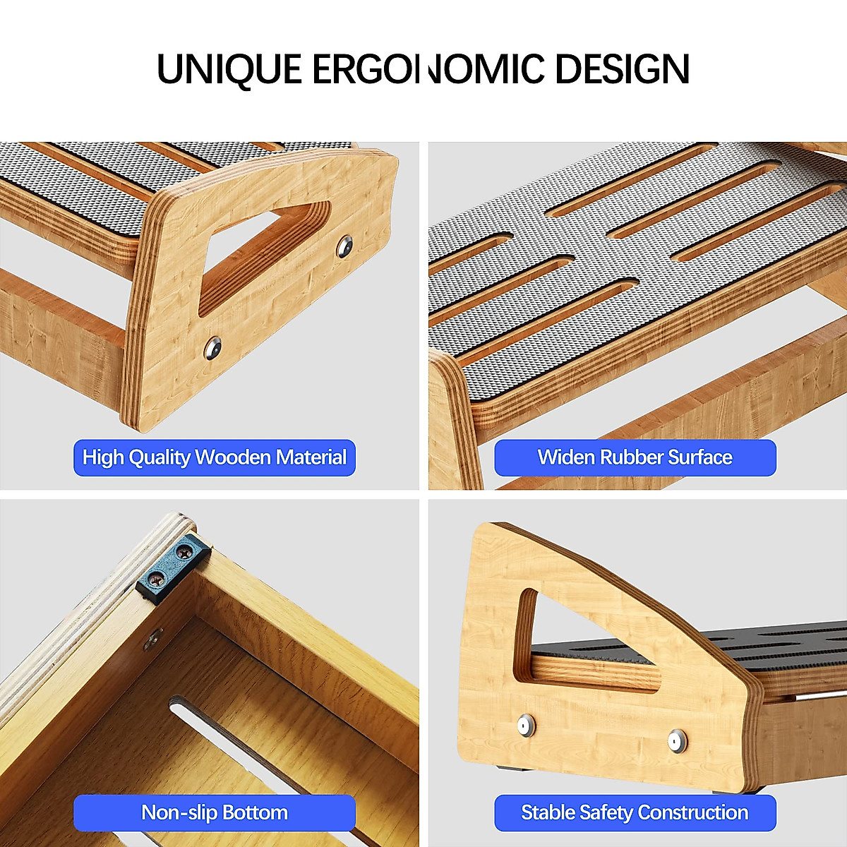 DT Adjustable Under Desk Footrest - Ergonomic Foot Rest for Under Desk at Work Foot Stool Under Desk with 4 Height Position & 20 Degree Tilt Angle Adjustment for Home, Office