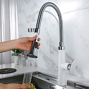 Bathtub Faucet Kitchen Mixer Tap, Kitchen Sink Tap with can Move Dual Function Sprayer, Solid Brass Monobloc Kitchen Faucet, Single Lever Sink Tap for Kitchen