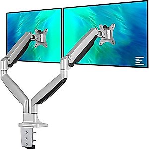 EleTab Dual Monitor Mount Stand Full Motion Swivel Gas Spring LCD Arm Fits for 2 Computer Screens 13 to 32 inches - Each Arm Holds up to 19.8 lbs