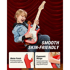 Donner 30 Inch Kids Electric Guitar Beginner Kits ST Style Mini Electric Guitar for Boys Girls with Amp, 600D Bag, Tuner, Picks, Cable, Strap, Extra Strings, DSJ-100, Red