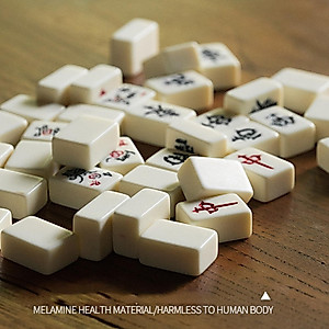 Bavokon Professional Chinese Mahjong Set,Mah Jong Set with Portable Long Mahjong Box,144 Numbered Melamine Large Size Tile with Carrying Travel Case,Complete Mahjong Game Set for Home Entertainment