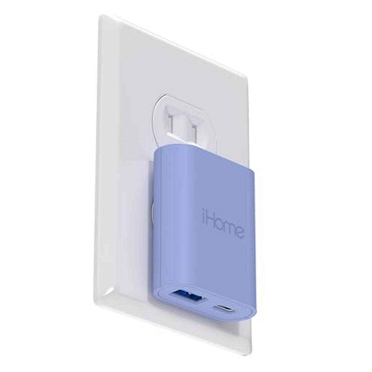 iHome USB C Charger: AC Pro 20W Multiport USB Charger (1 USB-C Port, 1 USB-A Port), Flat USB C Charger Block, Dual Port USB Plug Adapter & Phone Charging Block