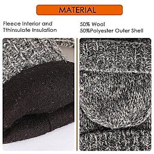 Bodvera Thermal Insulation Fingerless Texting Wool Gloves for Women and Men Winter Warm Knitted Convertible Mittens Flap