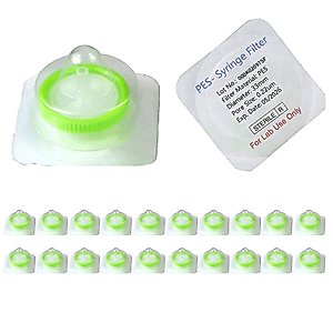20 Pack Syringe Filter Sterile PES 0.22 um Pore Size, 33 mm Membrane Diameter, PES Hydroplihic Filtration High Throughput for Lab HPLC Sample Preparation Individually Packed by Labfil