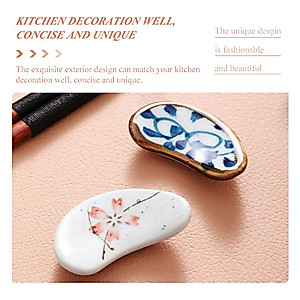 Luxshiny 4pcs Ceramic Chopstick Rest Paint Brush Holder Japanese Spoon Rest Kitchen Utensil Rest Chopstick Holder Ceramic Spoon Rest Tableware Rest Multifunction Ceramics Dishwasher