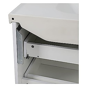 Modern Wall-Mounted Bathroom Vanity with Washbasin | Niagara White High Gloss Collection with Side Vanity Cabinet | Non-Toxic Fire-Resistant MDF-44 (32+12)-Omega Collection 24"