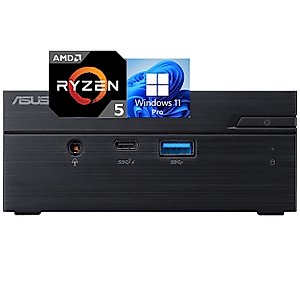 ASUS Mini PN51 USFF Desktop PC, Ryzen R3 5300U CPU, 32GB RAM, 1TB NVMe, 4K 3-Monitor Support DisplayPort, HDMI, USB Type-C, WiFi 6, Bluetooth 5.2, Windows 11 Professional, Black
