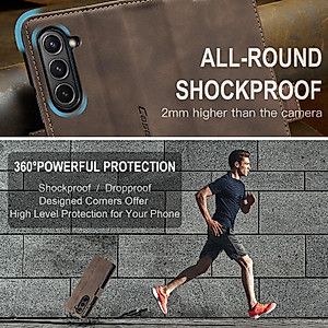 Kowauri for Samsung Galaxy Z Fold 5 Case,Classic Design Leather Wallet Magnetic Closure Flip Case with Kickstand Card Holder Slot Shockproof Protective Cover for Samsung Galaxy Z Fold 5 5G, Coffee