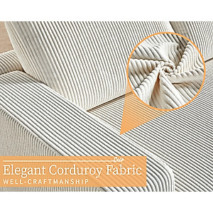 Jocisland Oversized Sofa, 80 Inch 2-Piece Double Chaise Sofa, Deep Seat Sofa for Living Room- Comfy Couch in White Corduroy