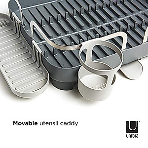 Umbra Holster Dish Rack– Molded Plastic Dish Drying Rack with Drainage Spout, Charcoal