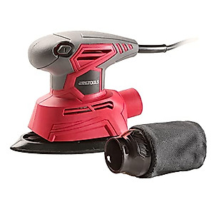 Great Working Tools Detail Palm Sander Hand Sander with Dust Bag & Sandpaper, 1.1 Amp 14,000 OPM, 27 Sanding Pads