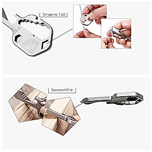 Generic, 24- in-1 Key Shaped Pocket Tool, multitool key with key chain, Outdoor keychain tool for Drill Drive, Screwdriver, file, Wrench, Ruler, Bottle Opener,Wrench, Stripping, etc（Gold）