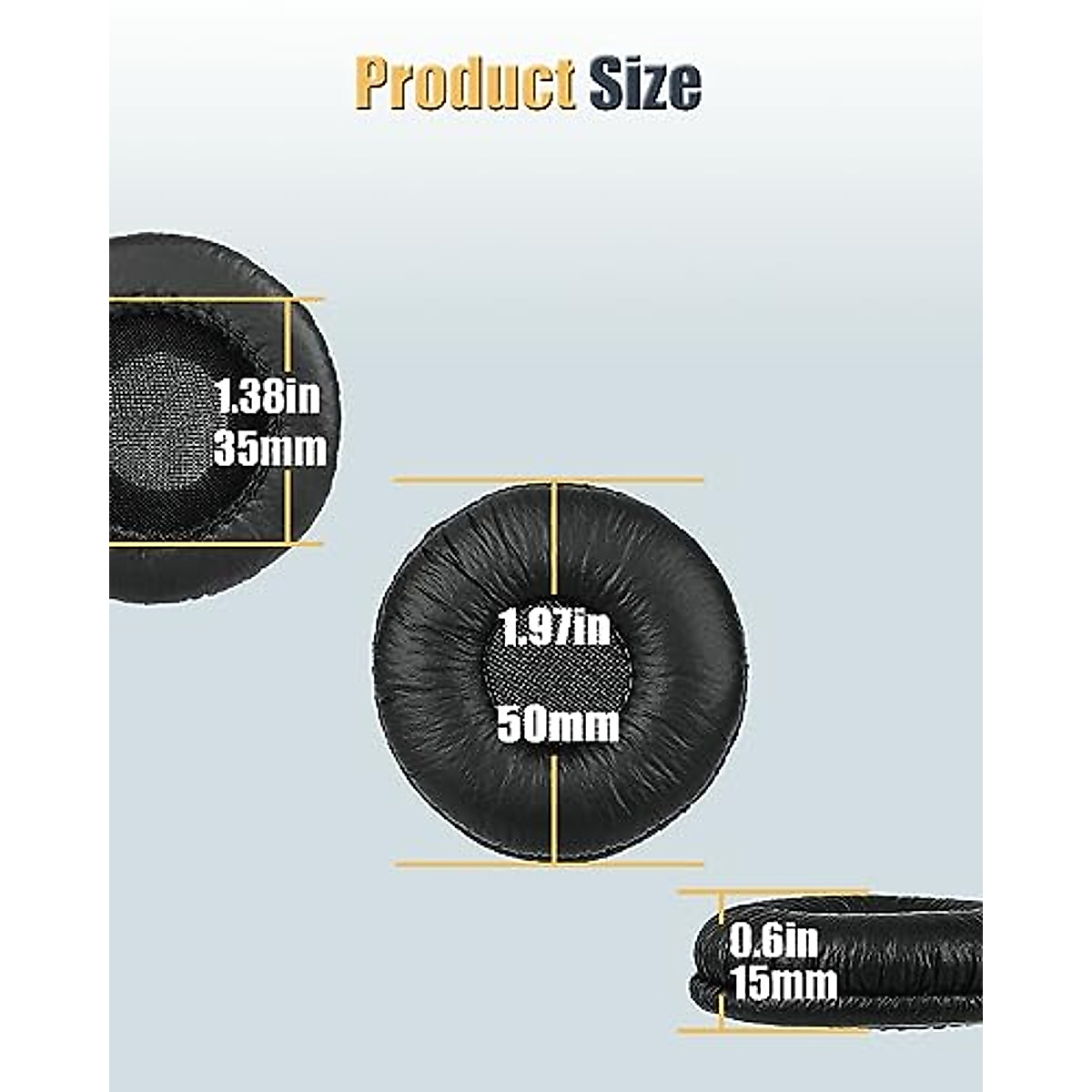 BINGLE Upgraded Headset 50mm Ear Cushion Replacement Designed for HW251N HW261N H251 H251N H261 H261N Blackwire 3210 3220 Jabra Pro 920 9450 Biz 2400II GN 2000 PRO 920-4 Packs