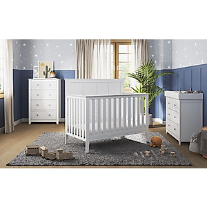 Child Craft Atwood Crib, Dresser and Chest Nursery Set, 3-Piece, Includes 4-in-1 Convertible Crib, Dresser and Chest, Grows with Your Baby (Matte White)