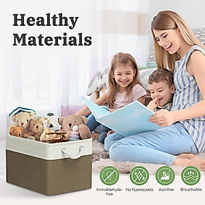 KITCSTI Fabric Storage Baskets for Shelves | Closet Storage Bins | Linen Cloth Baskets with Handle for Organizing