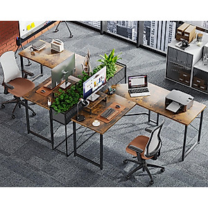 AODK L Shaped Gaming Desk, Computer Corner Desk, PC Gaming Desk Table with Large Monitor Riser Stand for Home Office Sturdy Writing Workstation,51 * 19 inch,Vintage