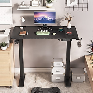 Furmax Electric Height Adjustable Standing Desk Large 40 inch Sit Stand up Desk Home Office Computer Desk Memory Preset with T-Shaped Metal Bracket,Carbon Black