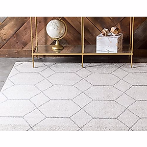 Unique Loom Trellis Frieze Collection Area Rug - Geometric (5' 1" x 8', Ivory/ Gray)