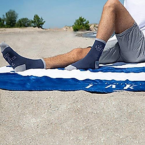 Pavilion Gift Company Life is Better at The Lake-Blue & White Super Soft 50 x 60 Inch Striped Throw Embroidered Text 50" x 60" Royal Plush Blanket, Blue