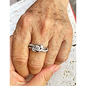 ZLAEBL 1 ct three stone Moissanite engagement rings for women 925 sterling silver twisting Moissanite rings Platinum Plated Silver ring for Women Wedding band, 7.5