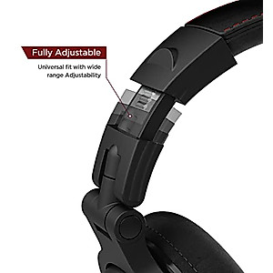 Thore Over Ear iPhone Headphones with Lightning Connector (Apple MFi Certified) – Closed Back Studio DJ Monitor Earphones (50mm Neodymium Drivers) (V200 Black/Red)