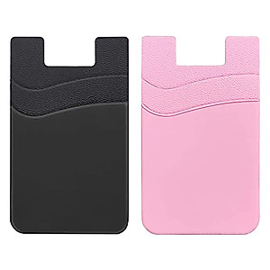 SS Phone Card Holder, Phone Wallet Stick On Silicion Card Holder for Back of Phone Credit Card Suitable for iPhone Samsung Galaxy Any Smartphone