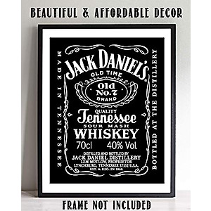 Jack Daniels Whiskey Label- Wall Art Sign- 8 x 10"- Genuine Replica Print-Ready to Frame. Home Décor- Dining Décor. A Must For Tennessee Bourbon Whiskey Fans. Perfect Addition To Man Cave- Dorm-Bar.