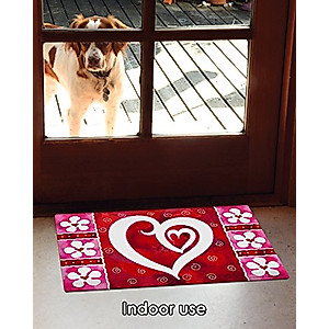 Toland Home Garden 800217 Heart & Flowers Valentines Door Mat 18x30 Inch Spring Outdoor Doormat for Entryway Indoor Entrance