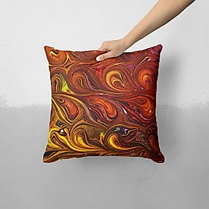 iiRov Red Acrylic Swirl - Custom Decorative Home Decor Indoor or Outdoor Throw Pillow Cover Plus Cushion Set for Sofa, Bed or Couch (Pillow CASE Cover Plus Cushion)
