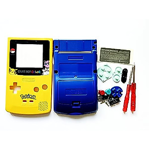 JMXLDS Replacement Full Housing Shell Case Cover Pack with Screwdriver Buttons for Game boy Color GBC Repair Part-Yellow&Blue.