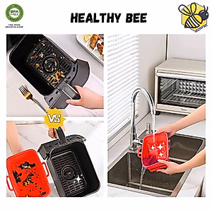 Healthy BEE - Air Fryer Liners- Silicone -2Pcs Air Fryer Silicone Pot/Liners Reusable Food Safe Non Stick Air Fryer, OVEN, MICROWAVE, STEAMER, DISHWASHER, Basket Accessories for Ninja Dual Dz201