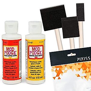Mod Podge Decoupage Starter Kit, Gloss and Matte Medium with 3 Pixiss Foam Brushes, Waterproof for Puzzles, Wood and More