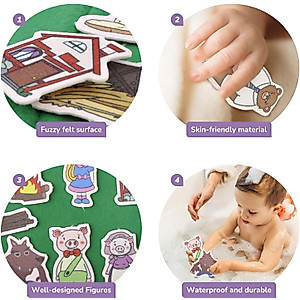 CHEFAN 12 Pack Felt/Flannel Board Story Pieces, PRECUT Felt Pieces for Preschool Toddlers, Three Little Pigs, Goldilocks and The Three Bears