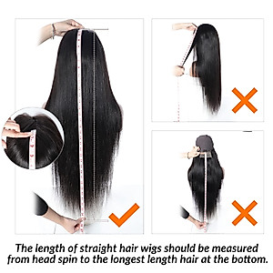 A ALIMICE Black Silky Straight Human Hair Wig with Bangs, 16 Inch, 150% Density, Glueless, 22.5 Inch Cap Size