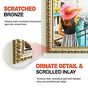 Craig Frames 16x20 Picture Frame, 2" Ornate Bronze Gold, Wall Hanging