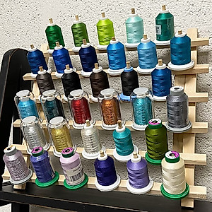 2-33 Spool Cone Wood Thread Racks (Holds 66 Spools) Hardwood, Freestanding or Wall Mount | Fits Mini-King Size Cones & Most Spools | for Sewing, Embroidery, Quilting, & Specialty Thread Storage